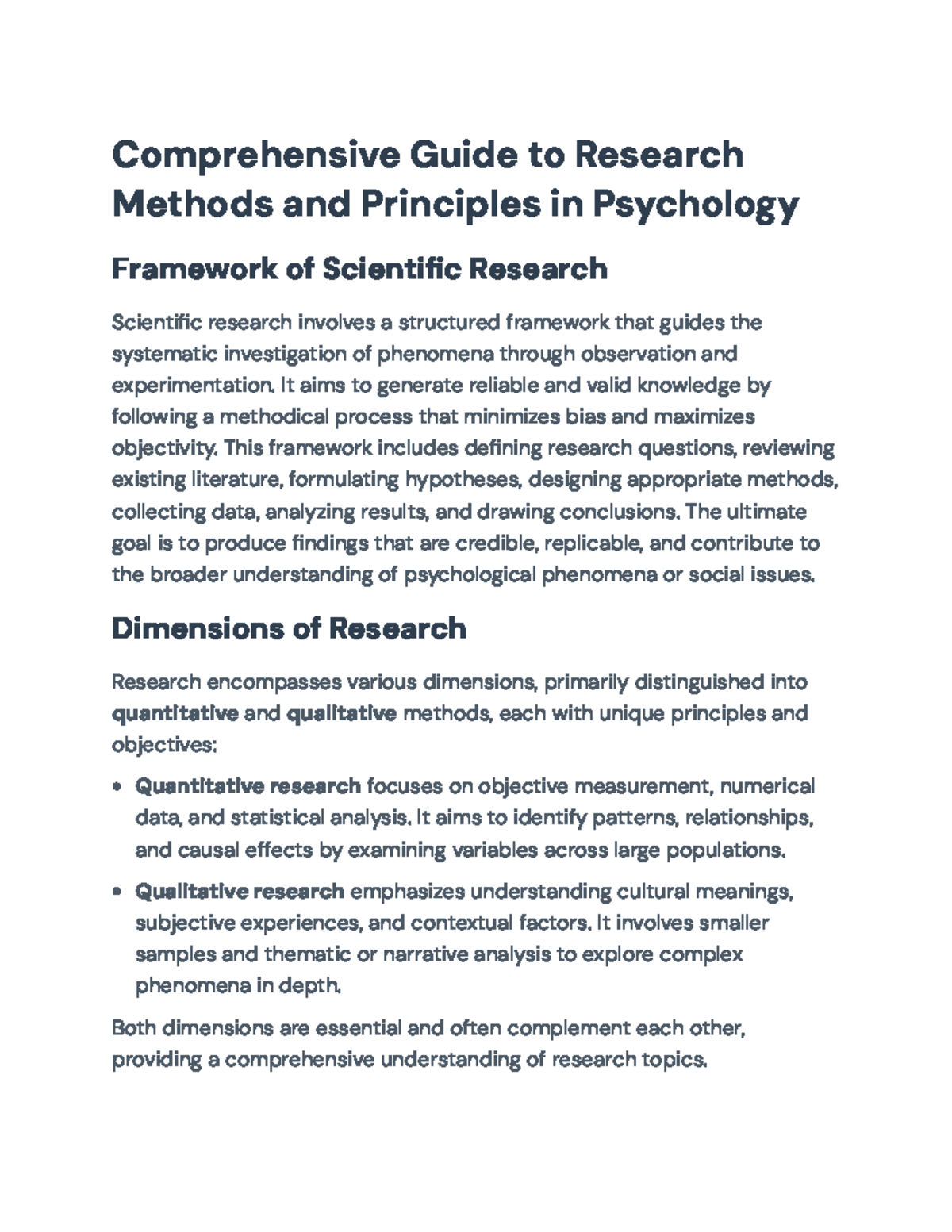 Comprehensive Guide to Research Methods in Psychology (PSY 101) - Studocu
