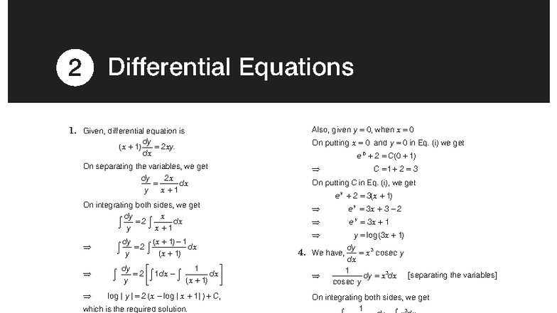 ISCSem II Math XII Differential Equations Solutions - Studocu