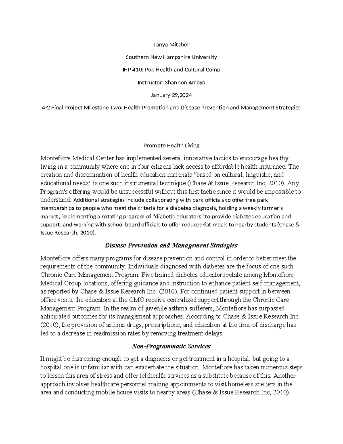 IHP 410 Final Project Milestone 2: Health Promotion & Disease ...