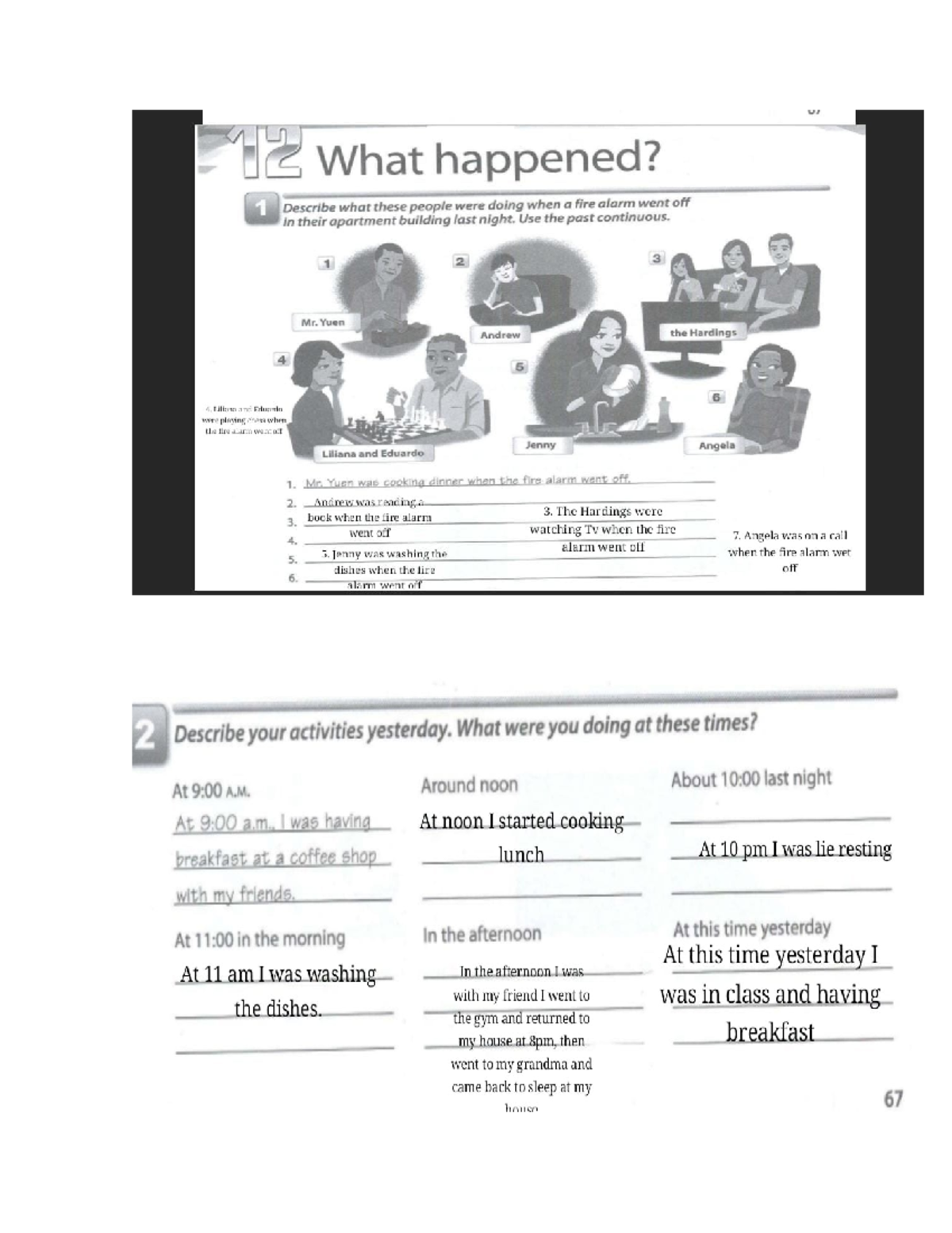 English 12 - Hgvvbj jvfc - What happened? 1 Describe what these people ...