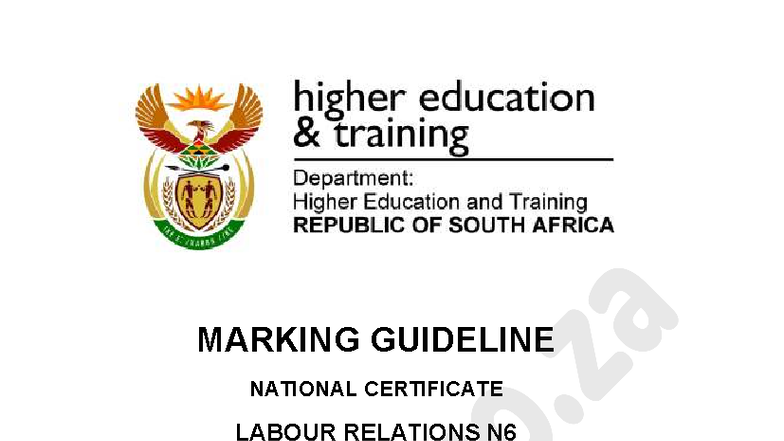 Labour Relations N6: Marking Guidelines & Conflict Resolution ...