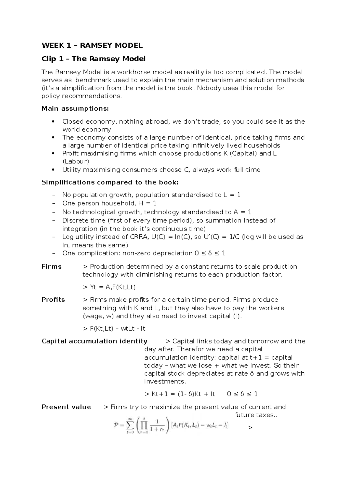 Macro Lecture Notes: Week 1 & 2 - Ramsey Model & Consumption Theory ...