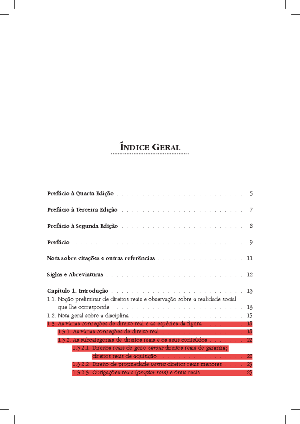 Índice Geral do Curso de Direitos Reais de Rui Pinto Duarte - Studocu