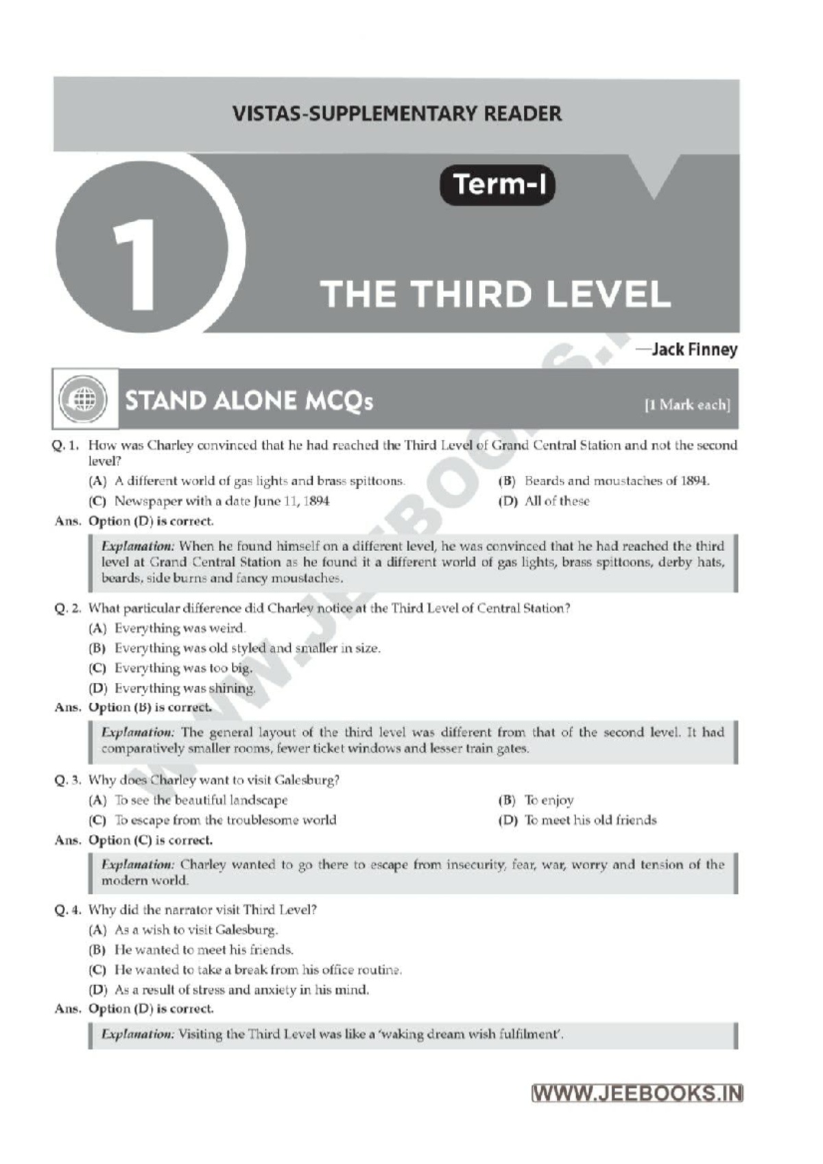 Cbse Class 12 English Summary Notes: The Third Level - Studocu