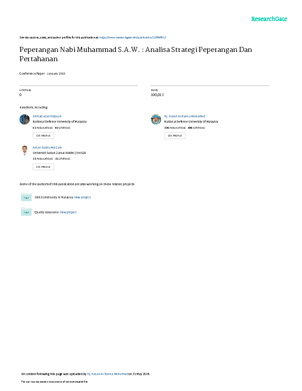 Analisa Strategi Peperangan dan Pertahanan Nabi Muhammad S.A.W. - IC ...