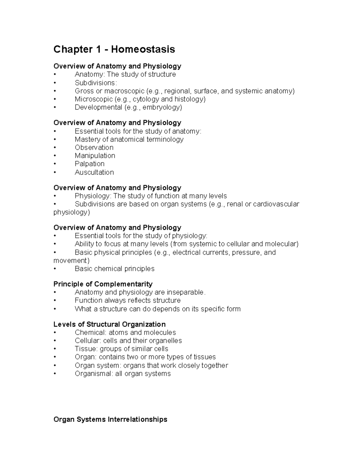 Anatomy & Physiology Overview: Homeostasis (Course Code: Study Info ...