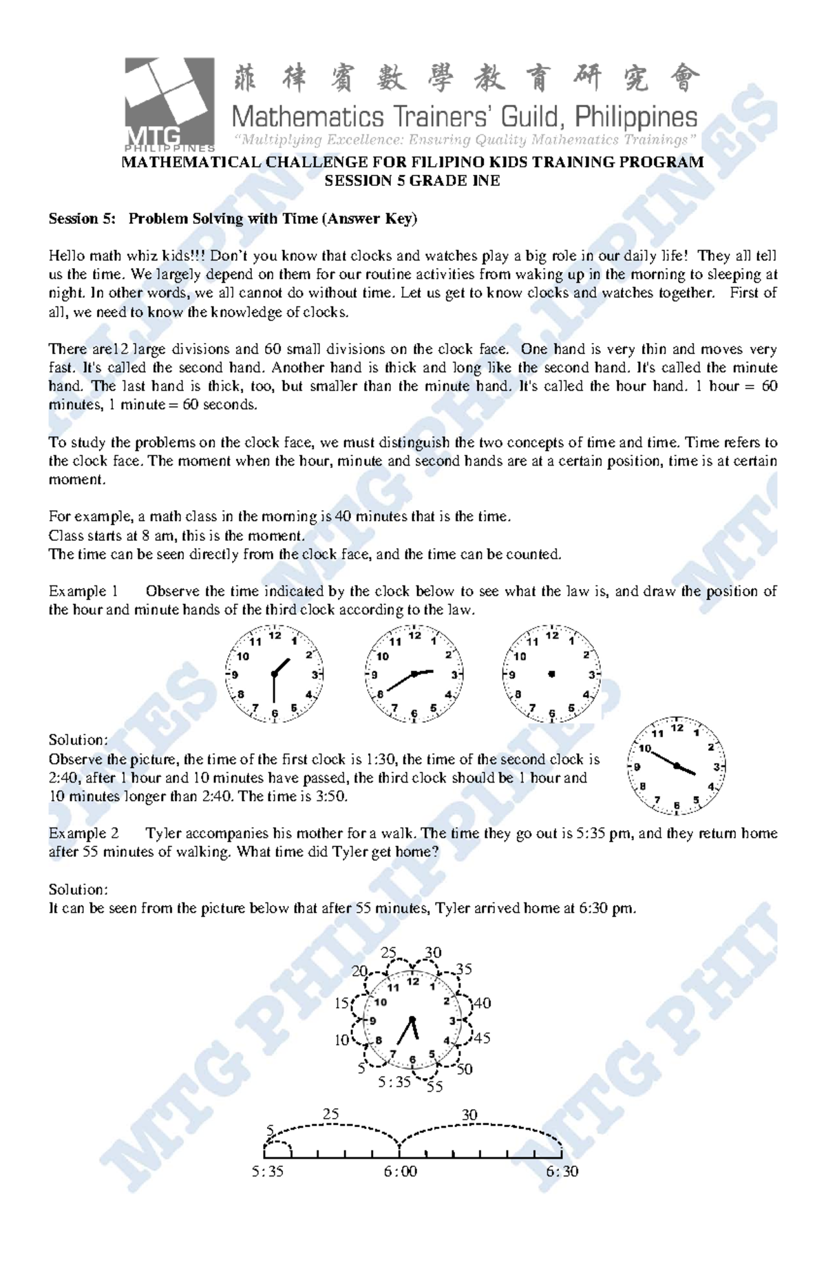 Mcfktp G1 S5 AK Problem Solving with Time - MATHEMATICAL CHALLENGE FOR ...