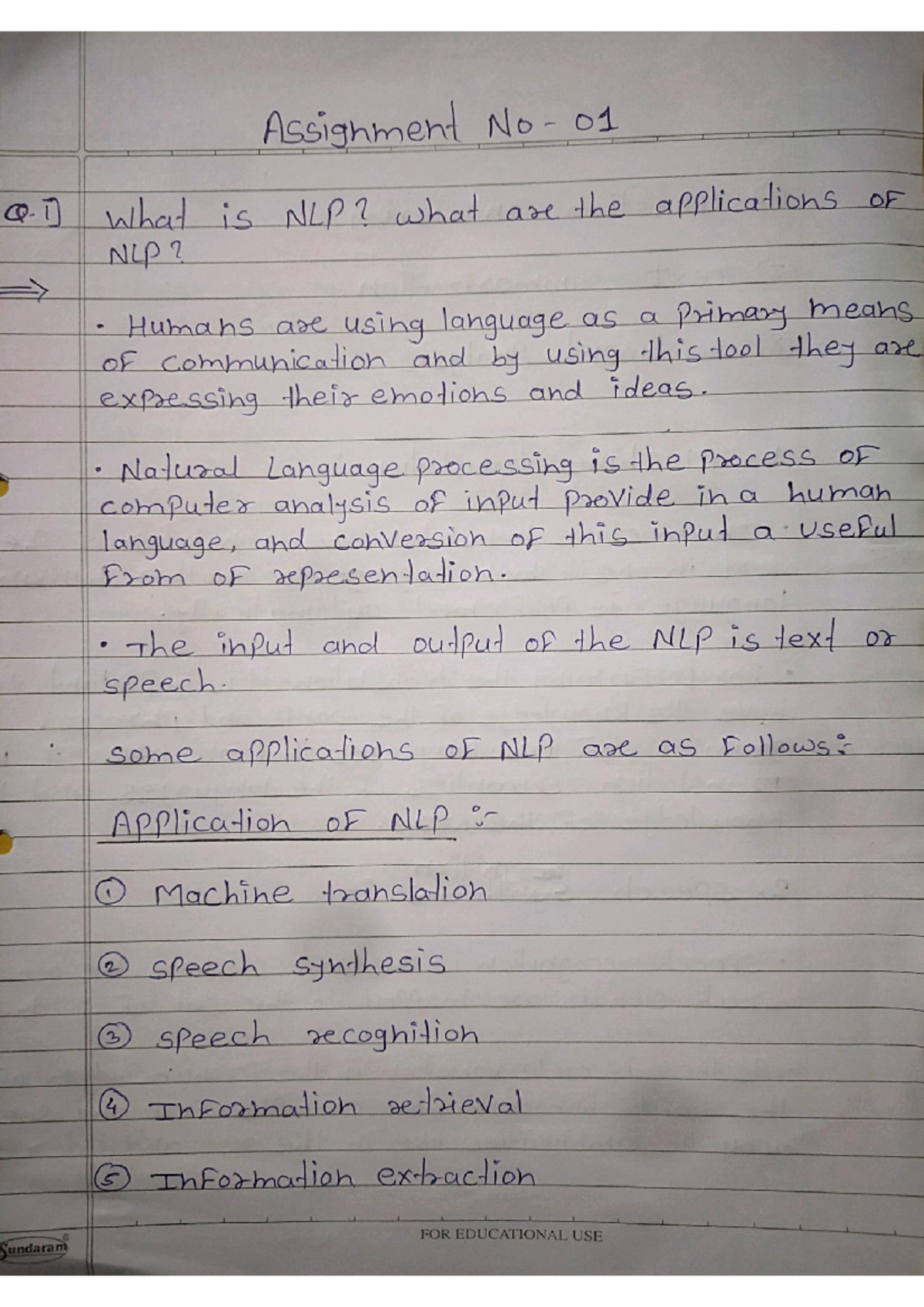 NLP Assignment 01: Understanding Natural Language Processing and Its ...