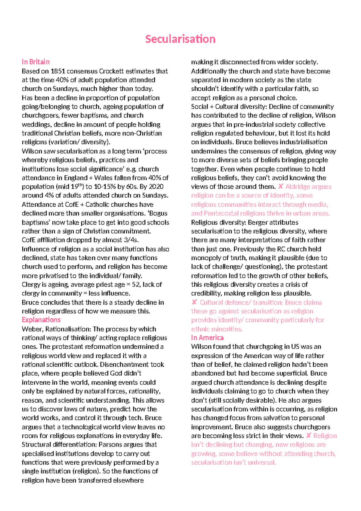 SOC101 Secularisation Essay: Analyzing the Decline of Religion in ...