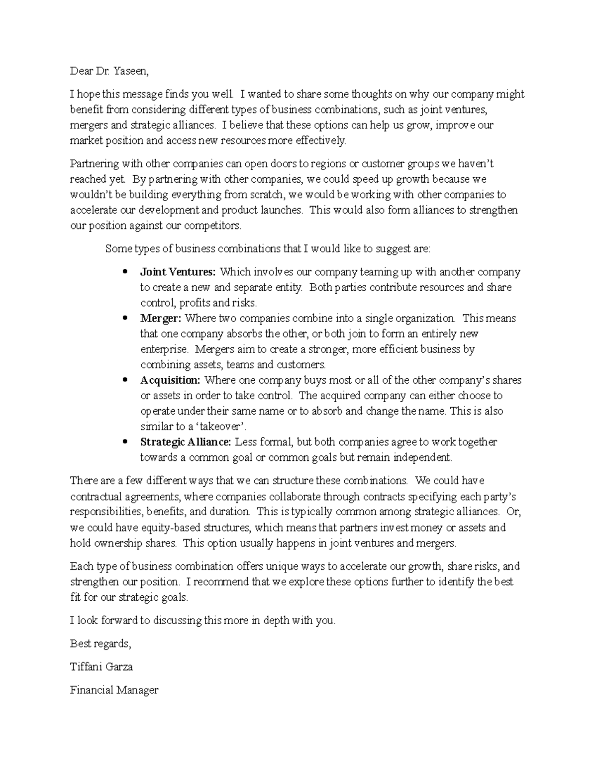 FIN 330 Module 3 Journal: Exploring Business Combinations for Growth ...