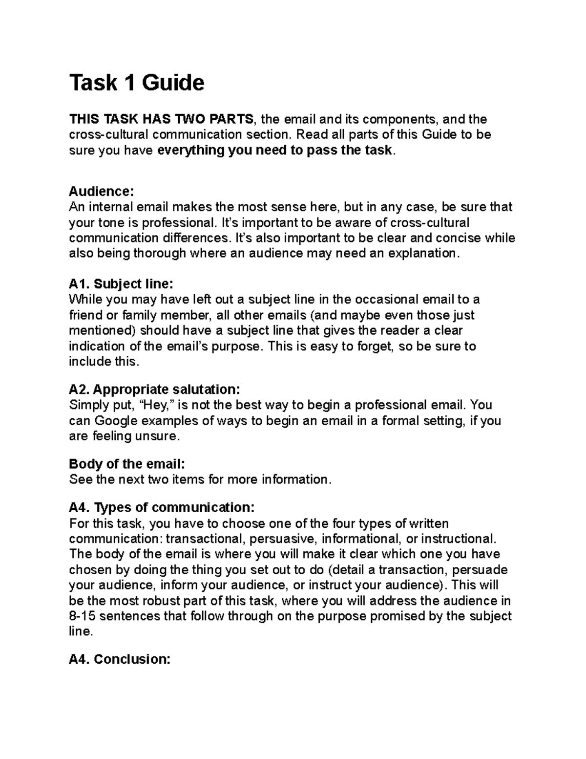 Composition: Successful D270 RHM3 Task 1 - Writing a Prof. Email - Studocu