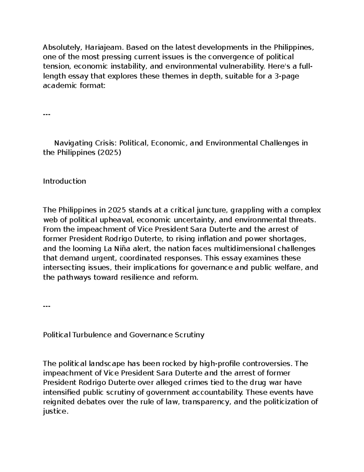 Navigating Crisis: Political, Economic, and Environmental Issues in the ...