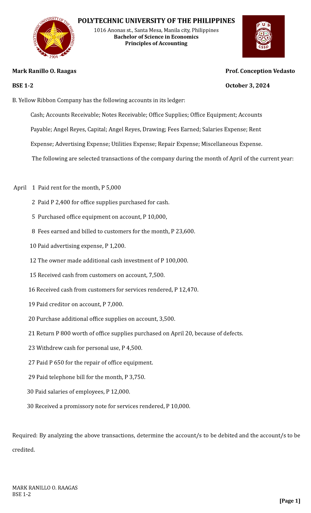 Raagas, MARK Ranillo O. Assignment 02 ACCO014 - 1016 Anonas st., Santa ...