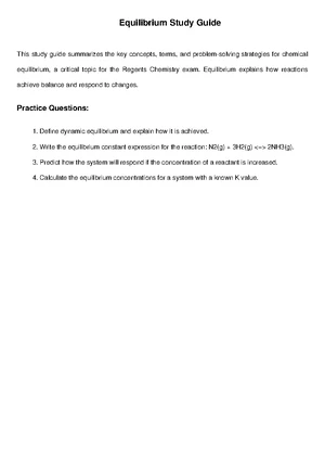 Chemical Equilibrium - Study Notes & Assignments - Studocu