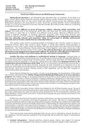 Teaching and Assessment of Literature Studies - Cruz Cousrse/ Year: BSED ENGLISH 3A FILIPINO ...