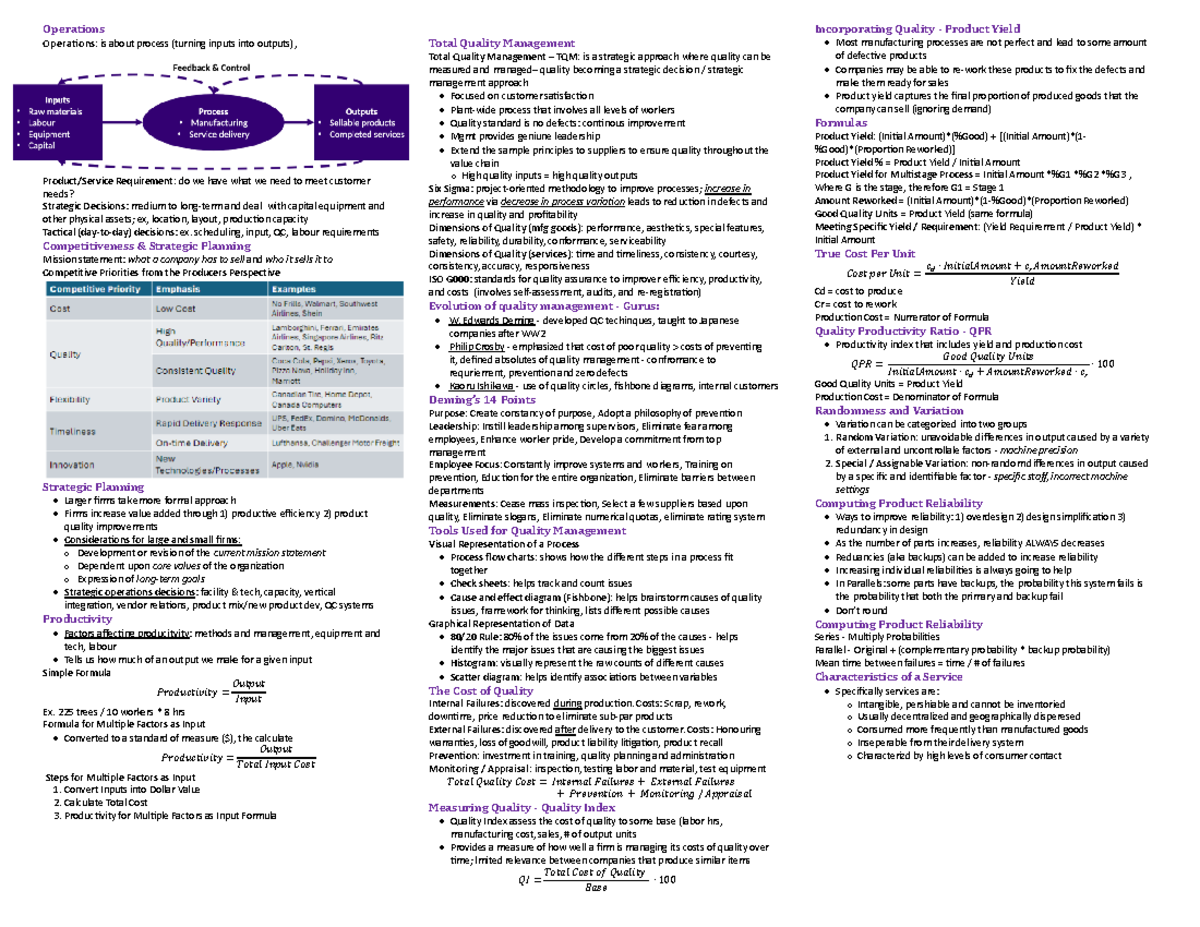 Ops Cheat Sheet pre-midterm - Edited v2 - Operations Operations: is ...