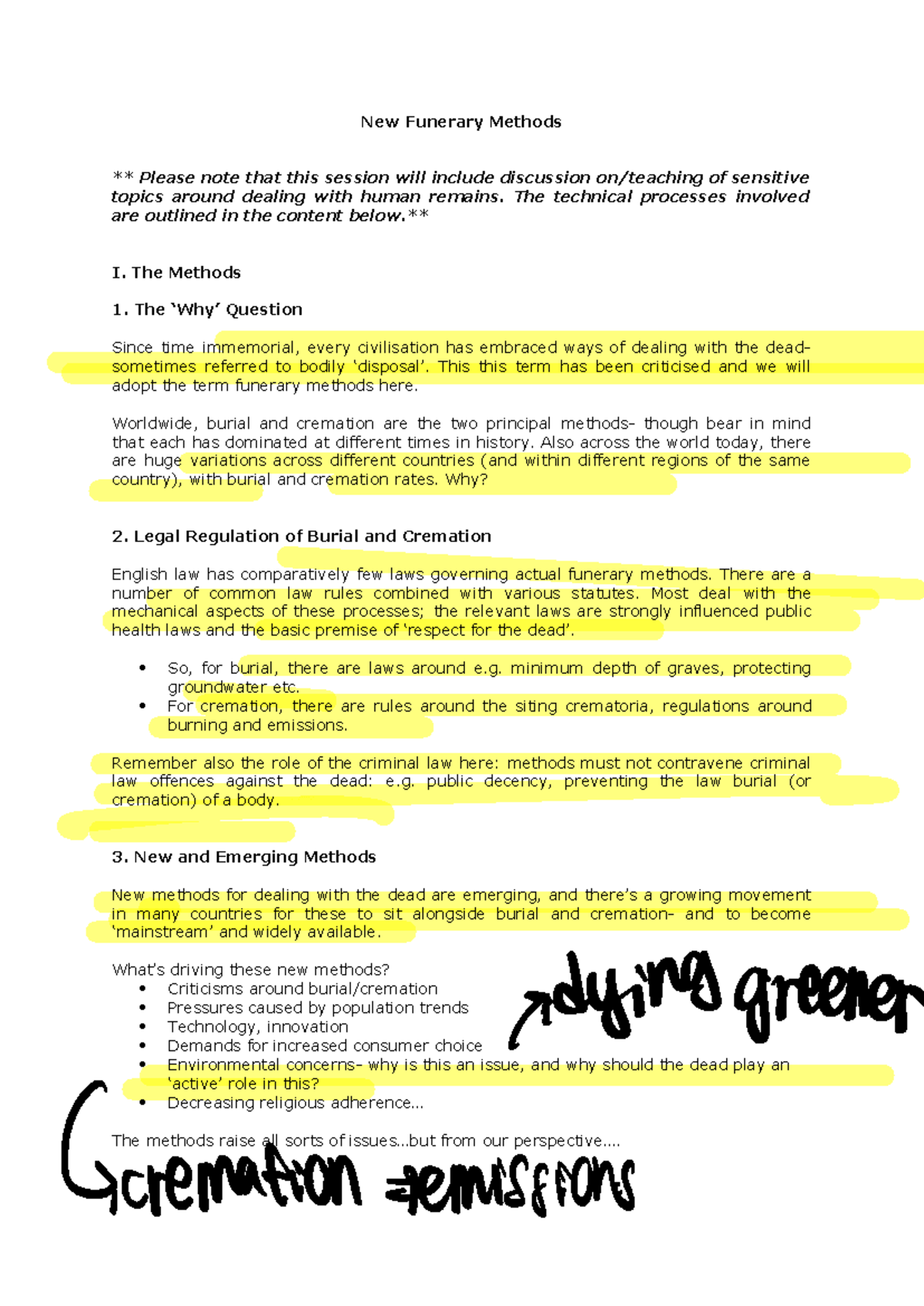 New Funerary Methods: Legal and Ethical Considerations (Topic 3) - Studocu