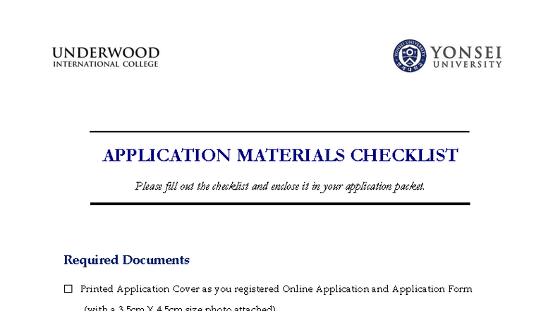 2025 Fall UIC Application Checklist - APPLICATION MATERIALS CHECKLIST ...