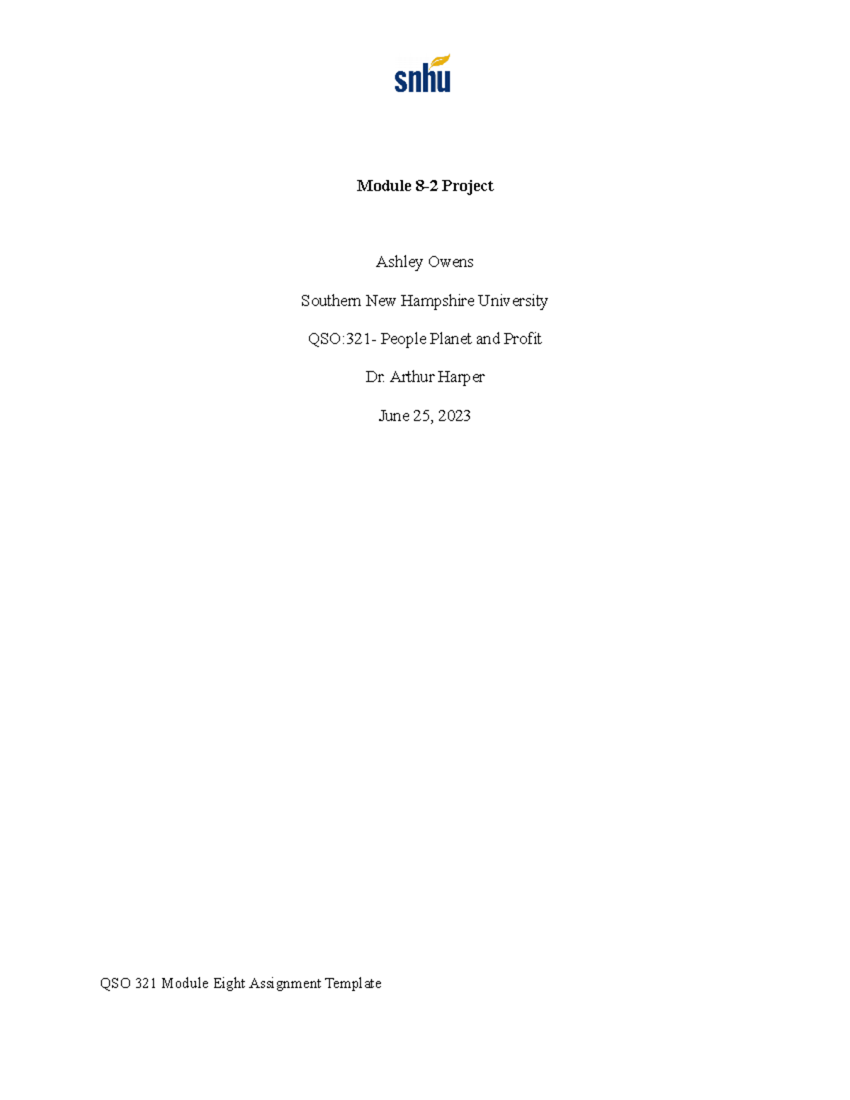 QSO 321 Module Eight Project Template for Funding Request - Studocu