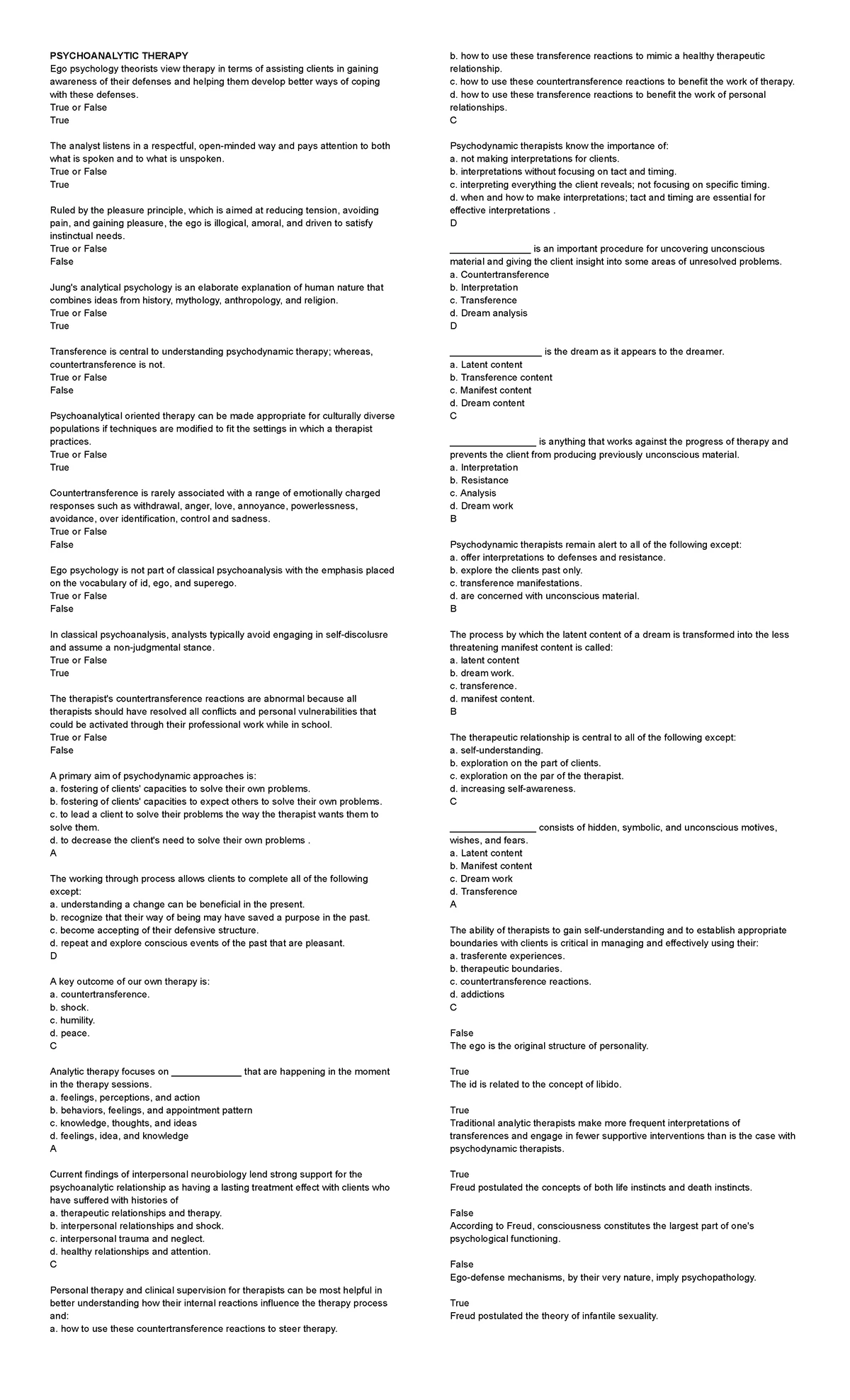Psychoanalytic Therapy Overview: Insights and Techniques (PSY 101 ...