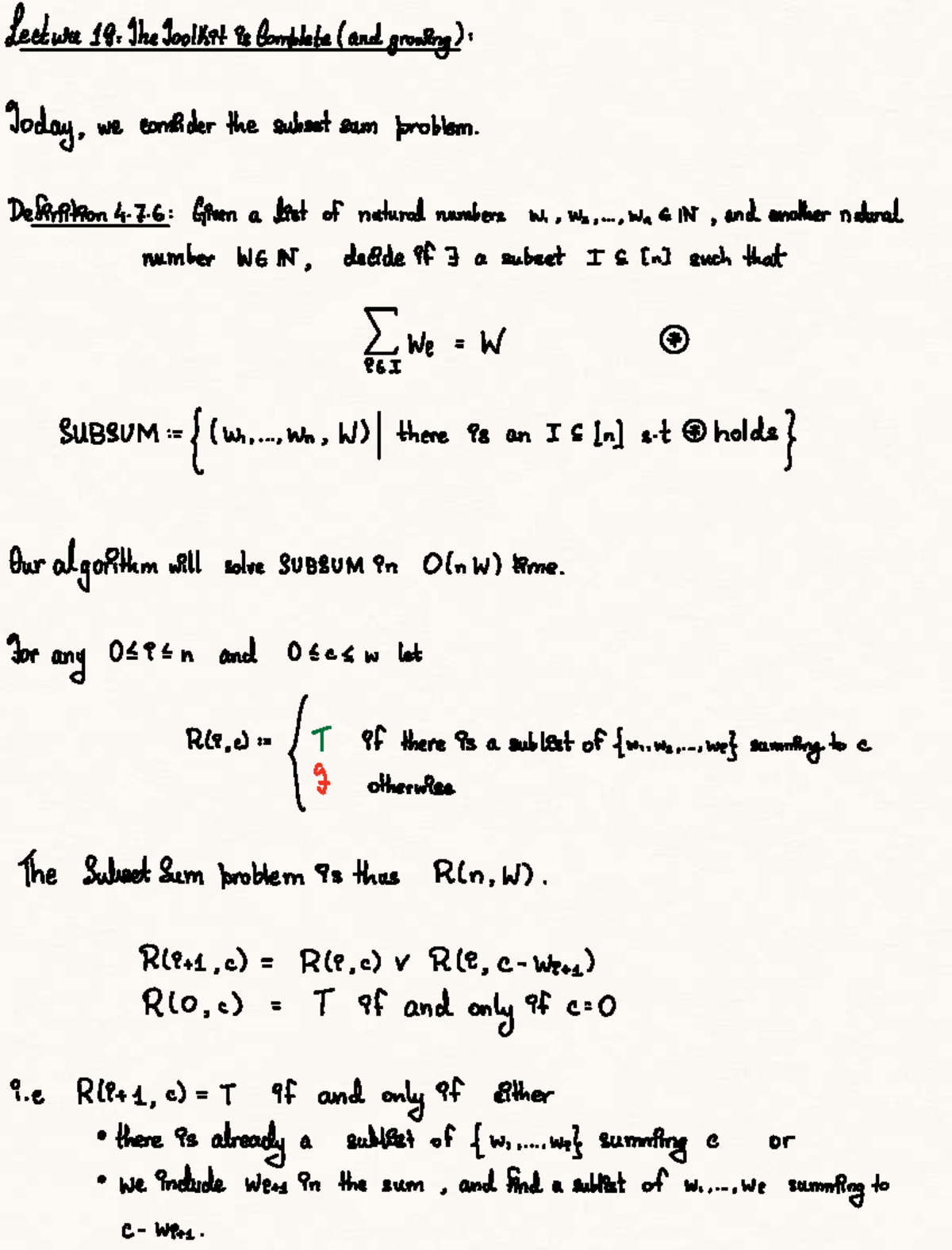Lecture 19: Understanding the Subset Sum Problem and NP Completeness ...