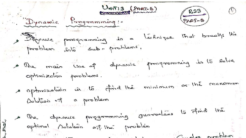 ADS&A UNIT 3 PART B R23 - Dynamic Programming Concepts and Applications ...