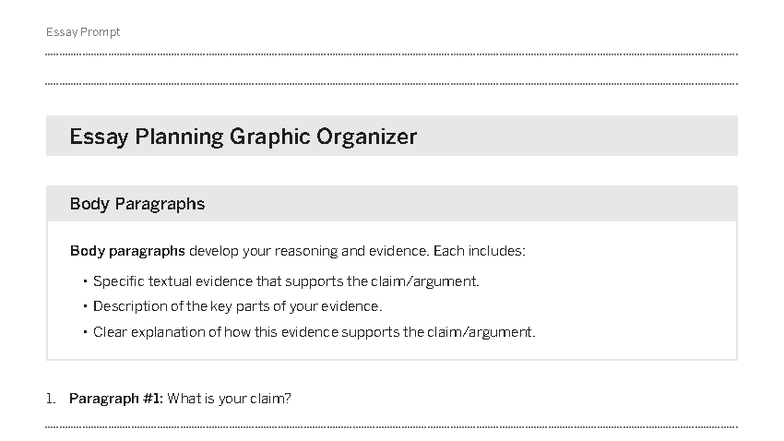 ELA Essay Planning Graphic Organizer: Structure & Evidence - Studocu