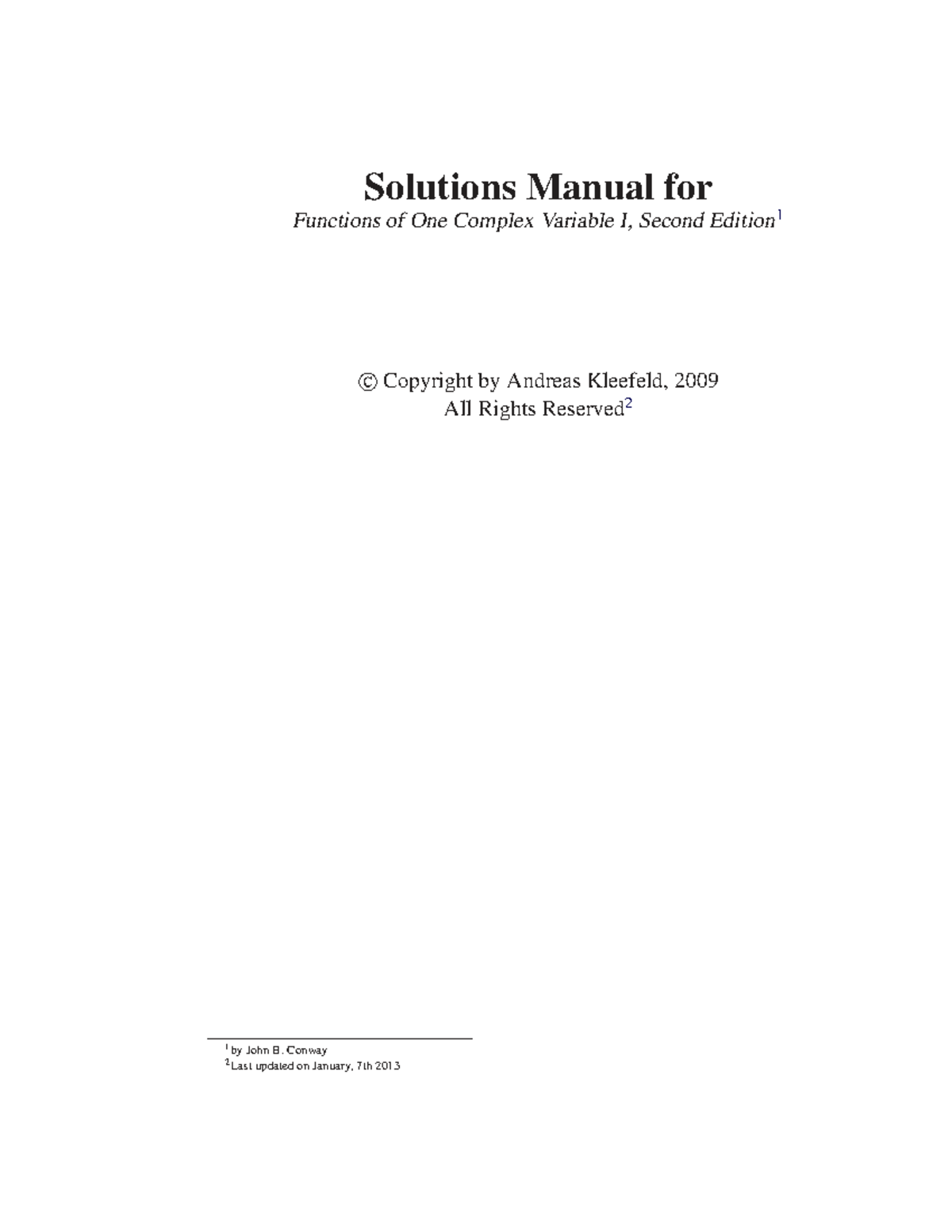 Solutions Manual for Complex Analysis (Math 713 & 714) - Studocu