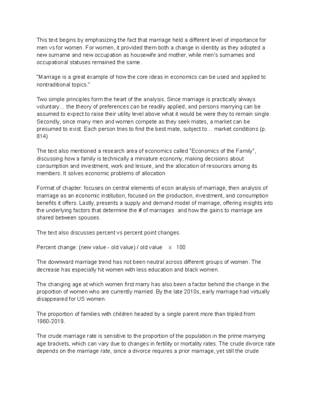 Economic Analysis of Marriage Markets: Trends and Impacts in ECON 325 ...