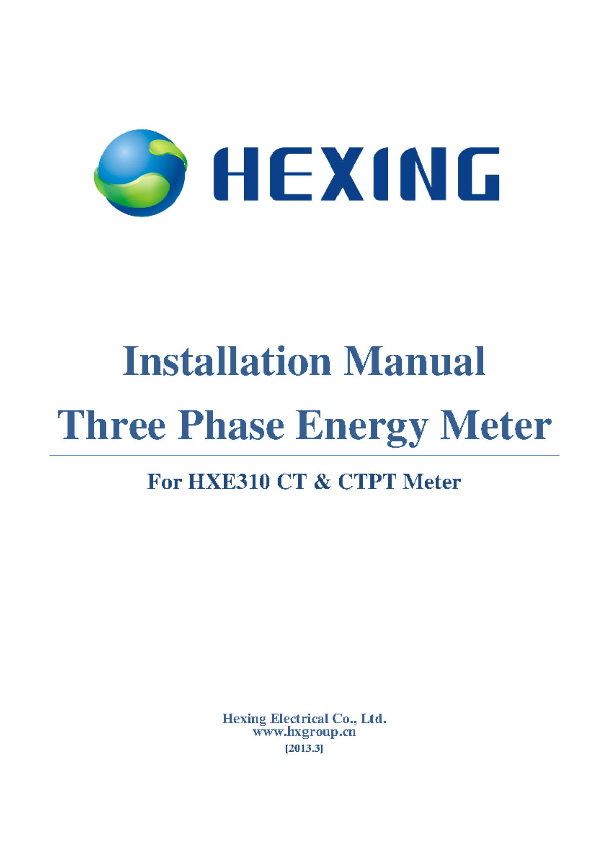 HXE310 CT & CTPT Energy Meter Installation Manual Guide - Studocu