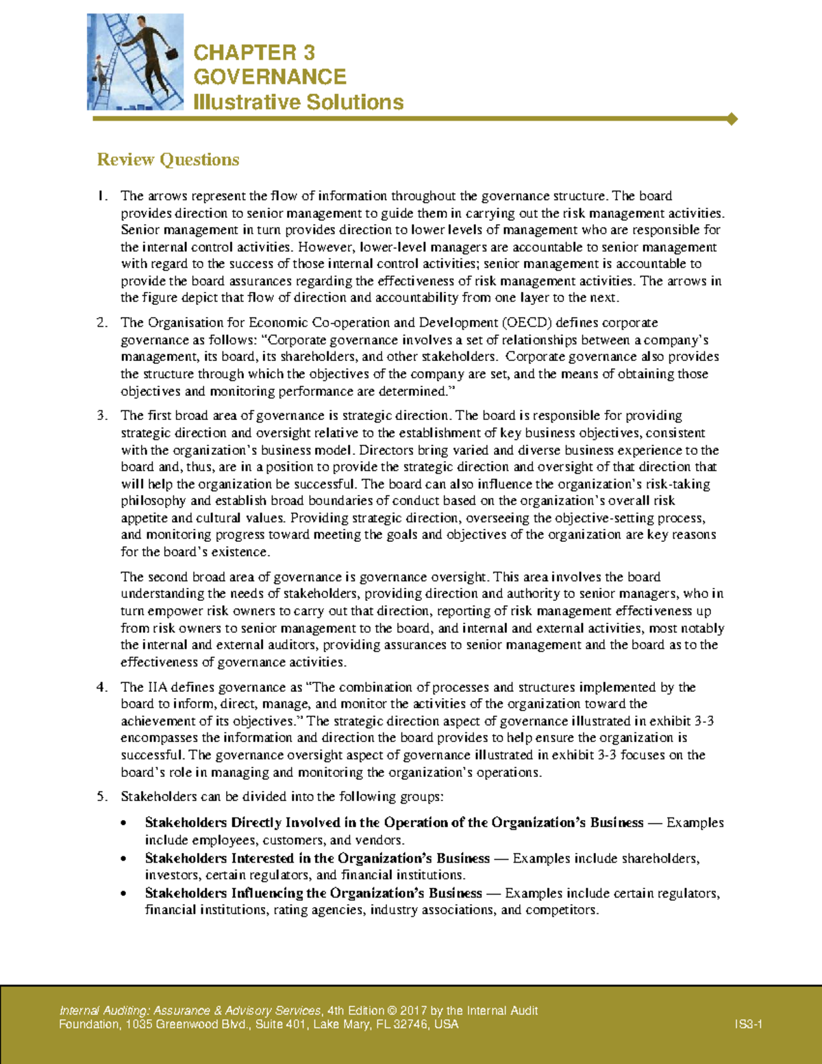 CHAPTER 3 GOVERNANCE: Illustrative Solutions and Review Questions - Studocu