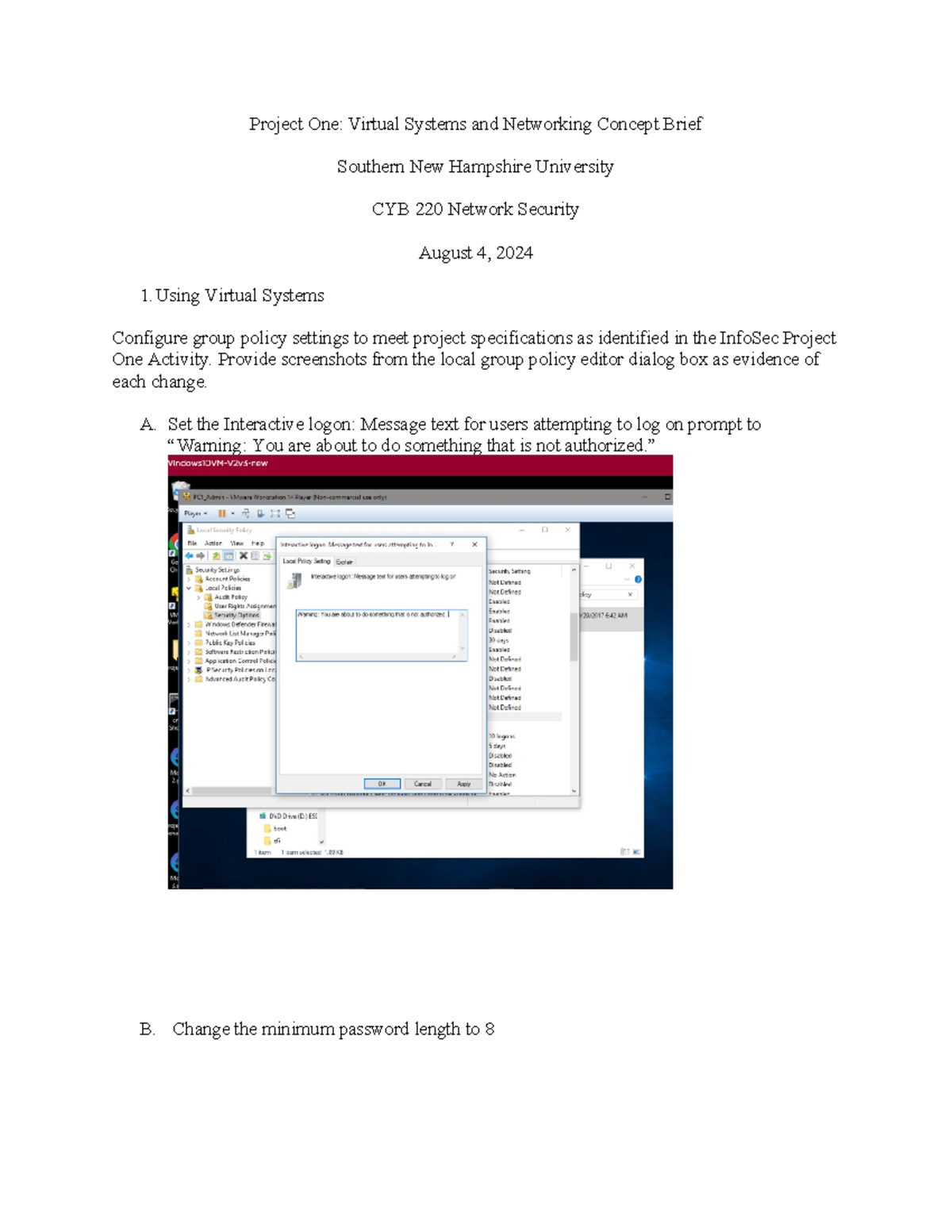 Module Five Project One - Project One: Virtual Systems and Networking Concept Brief Southern New ...