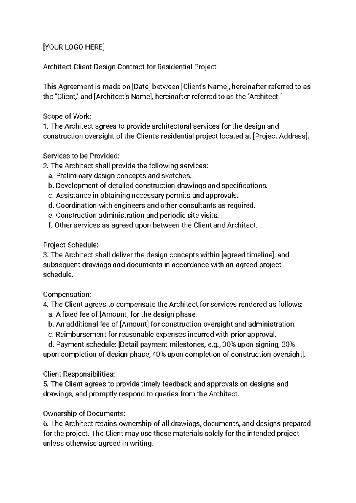 LOGO Design Contract for Residential Project Proposal - Studocu