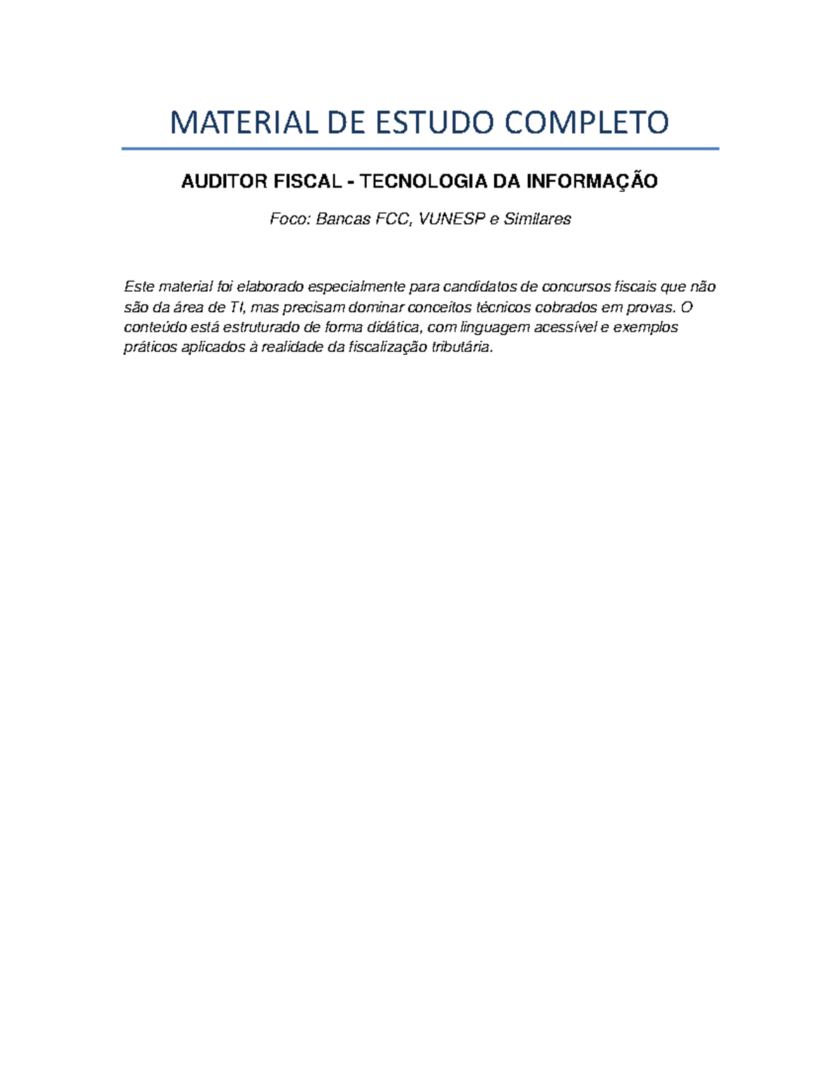 Material Completo para Auditor Fiscal em TI - Concursos FCC e VUNESP ...