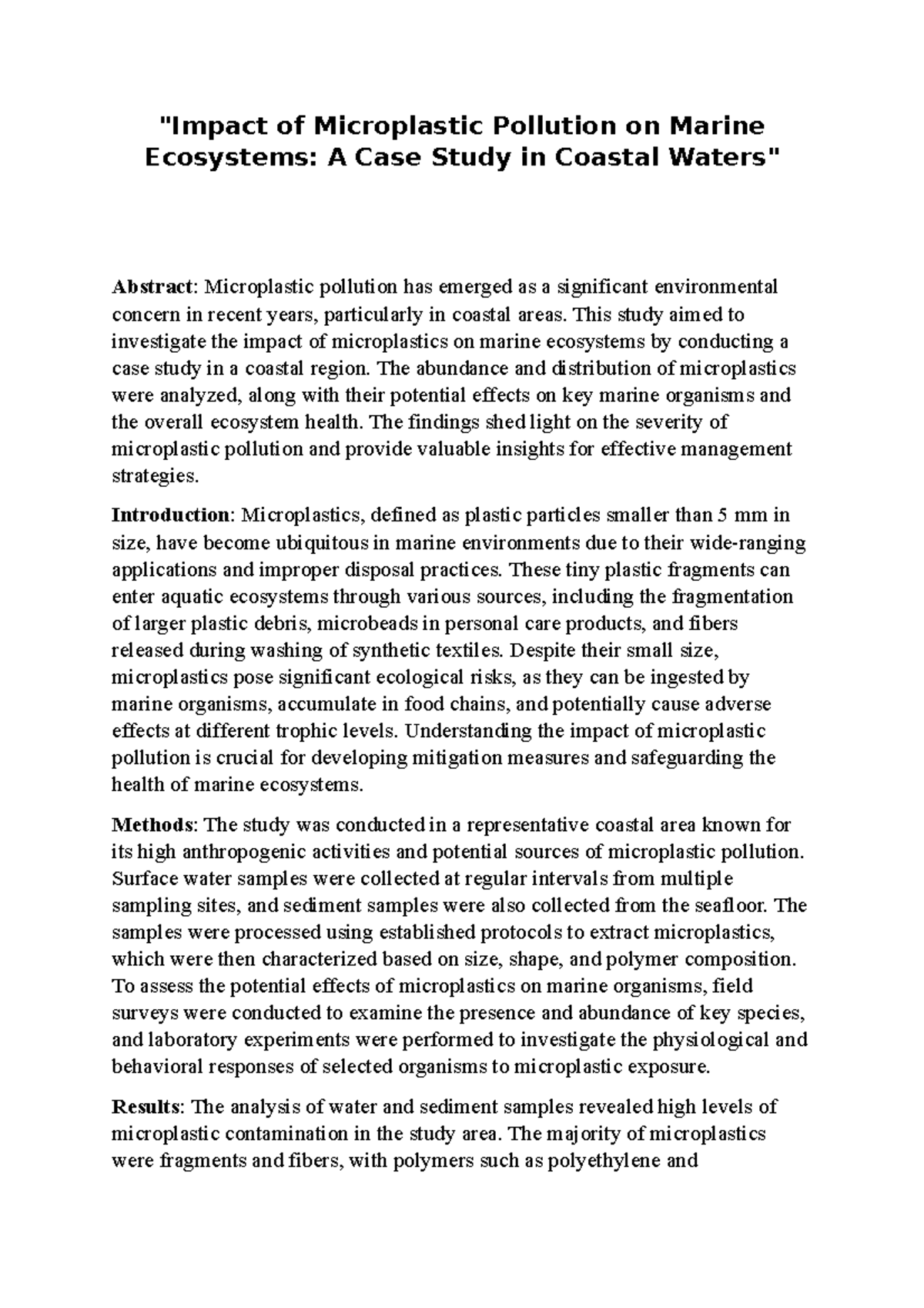 Microplastic Pollution and Its Impact on Coastal Marine Ecosystems ...