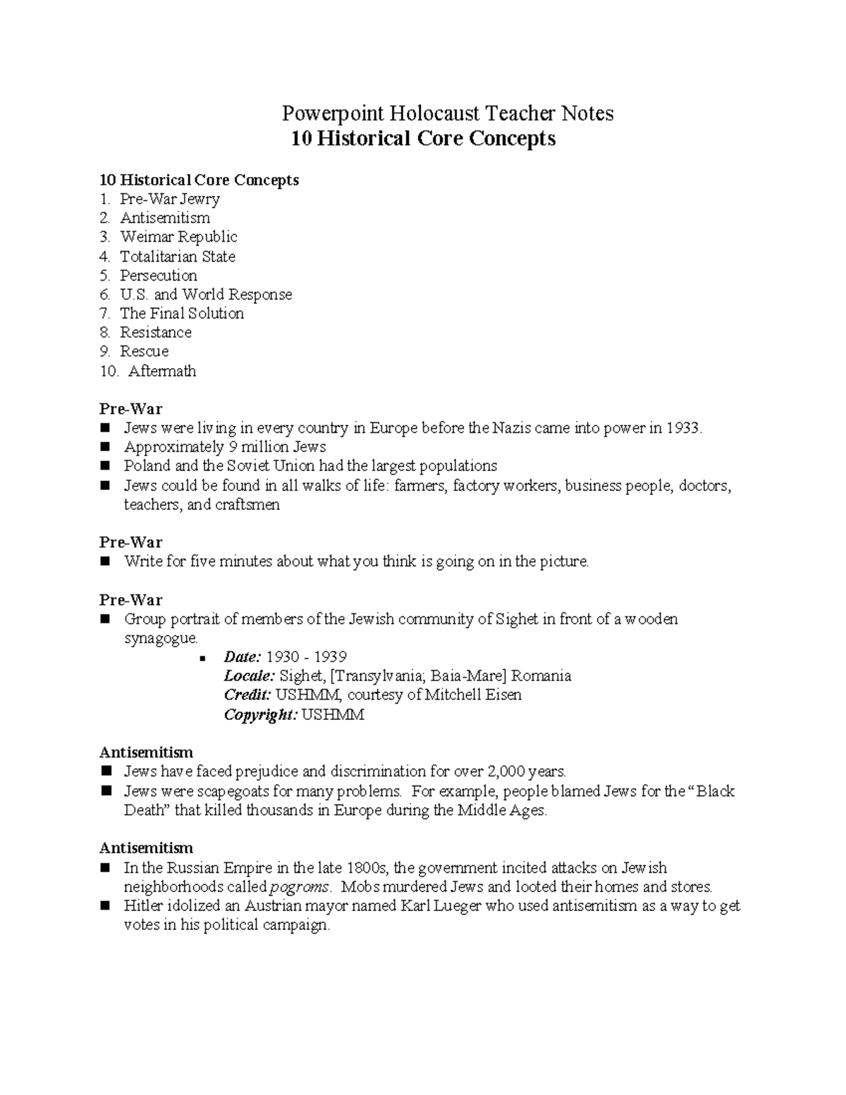 Holocaust Teacher Notes: 10 Key Historical Concepts - Studocu