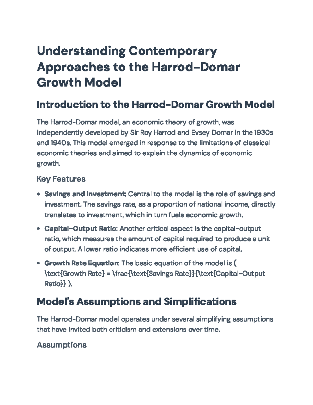 Understanding the Harrod-Domar Growth Model: Insights & Applications ...