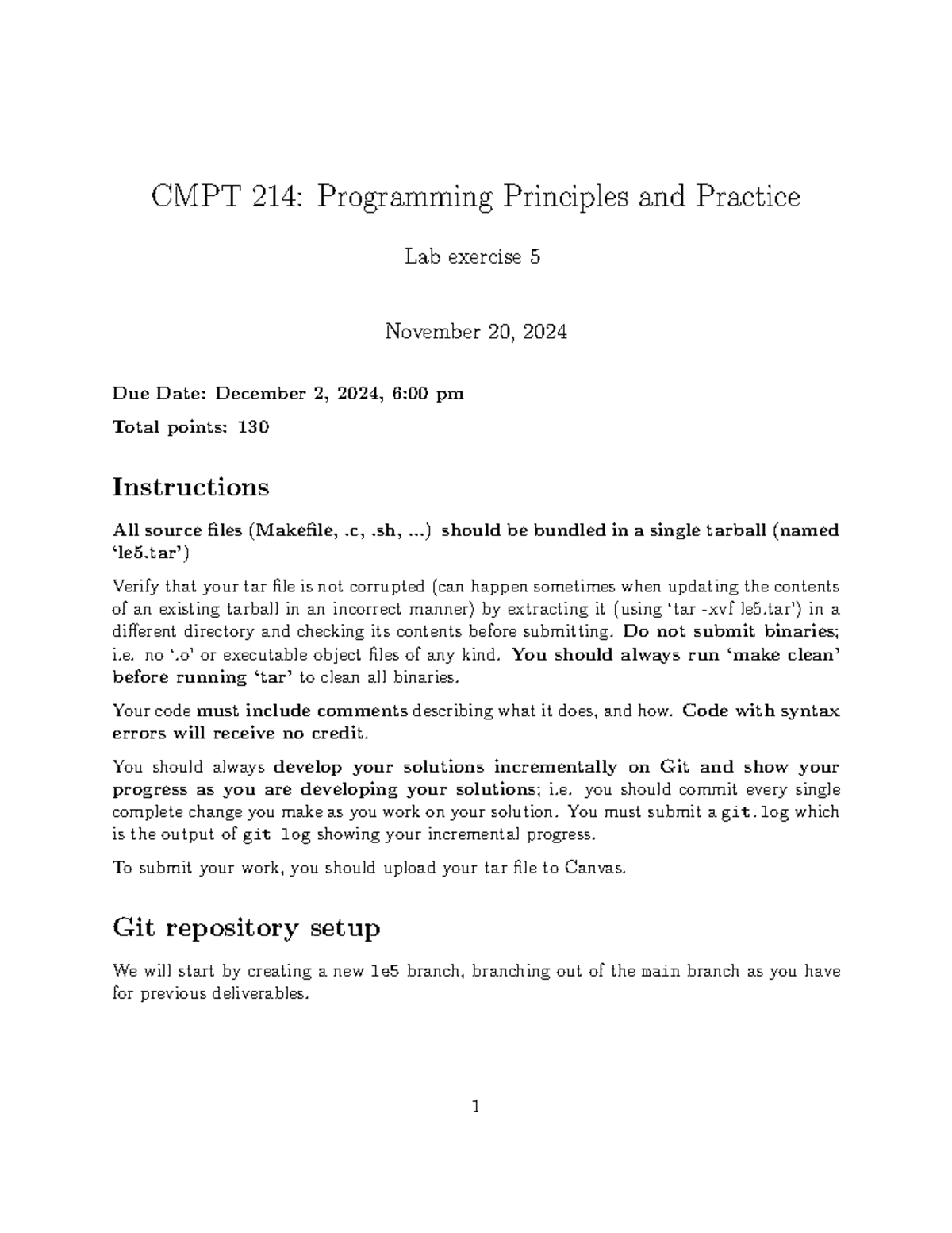 Le5 - this is a coding question - CMPT 214: Programming Principles and ...