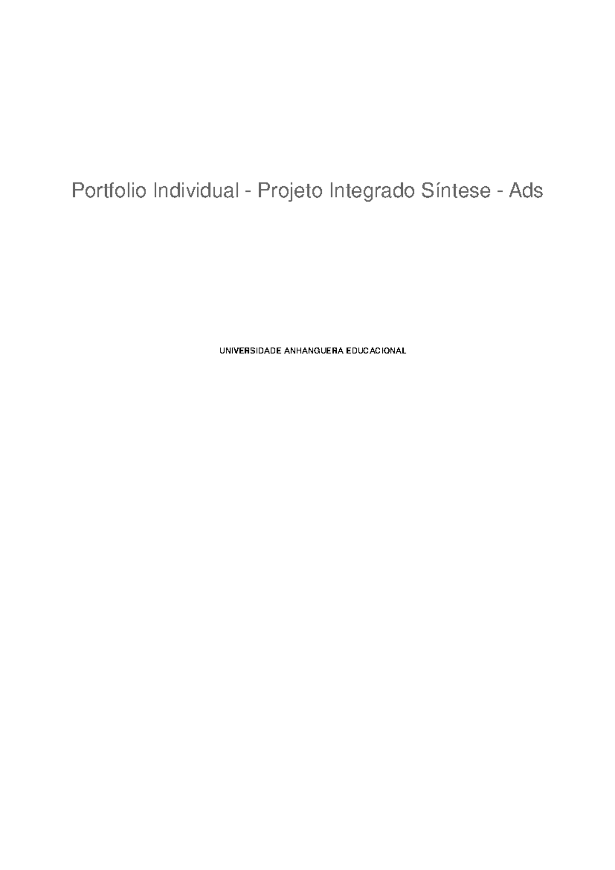Portfolio Individual: Projeto Integrado em ADS - Gestão Ágil e ...