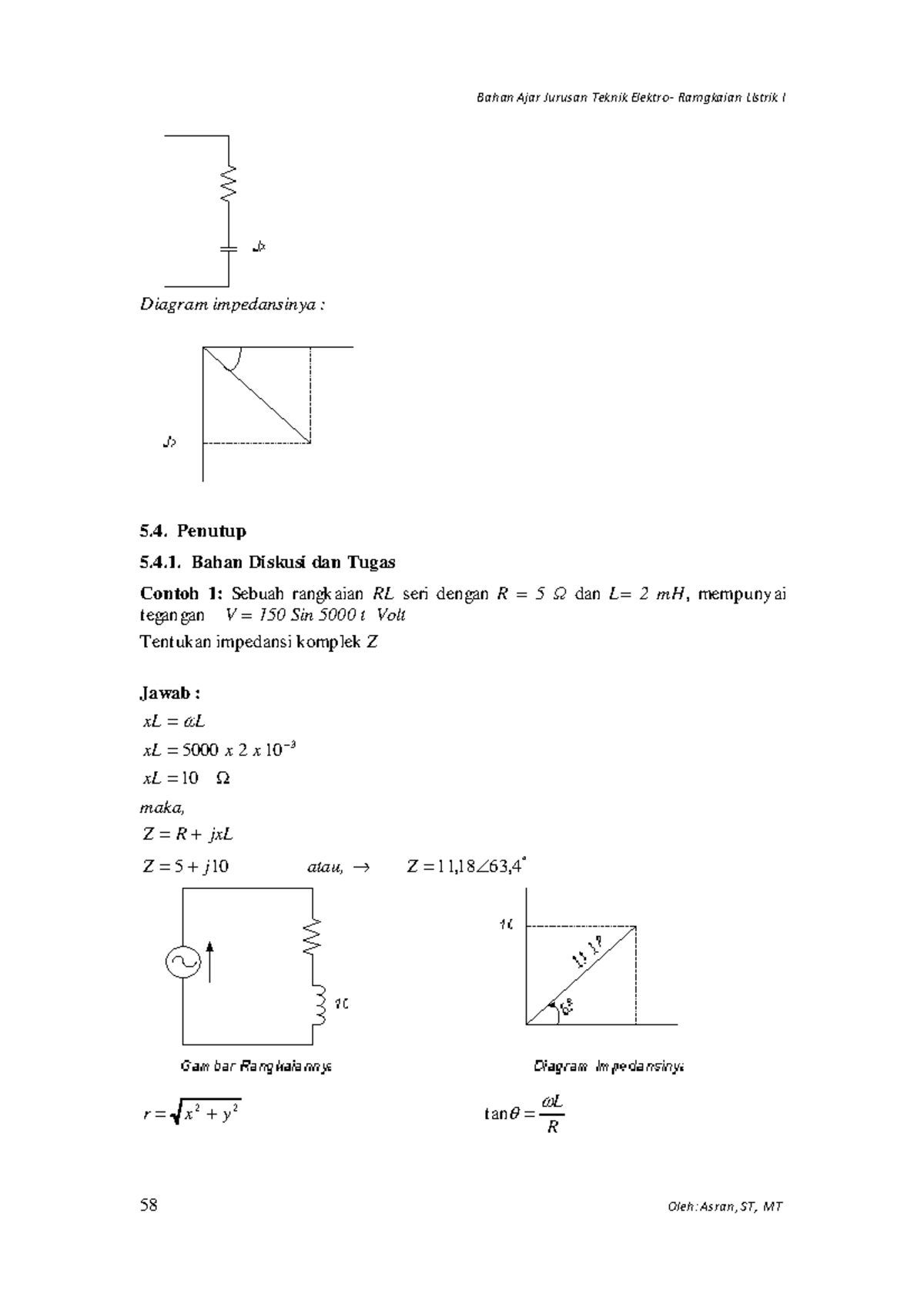 Rangkaian Listrik I - Teknik Elektro (TEK101) - Diagram Impedansi dan ...