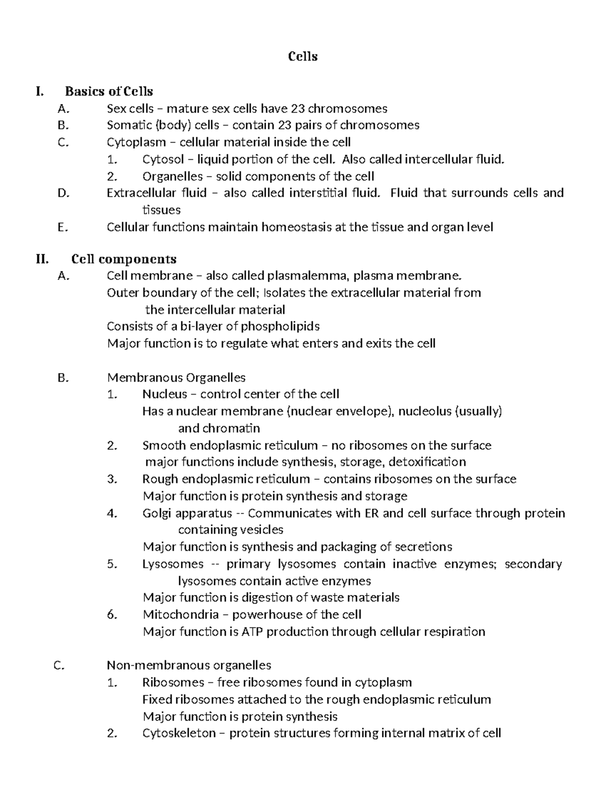 Cell Structure and Function: An Overview for BIO101 Final Exam - Cells ...