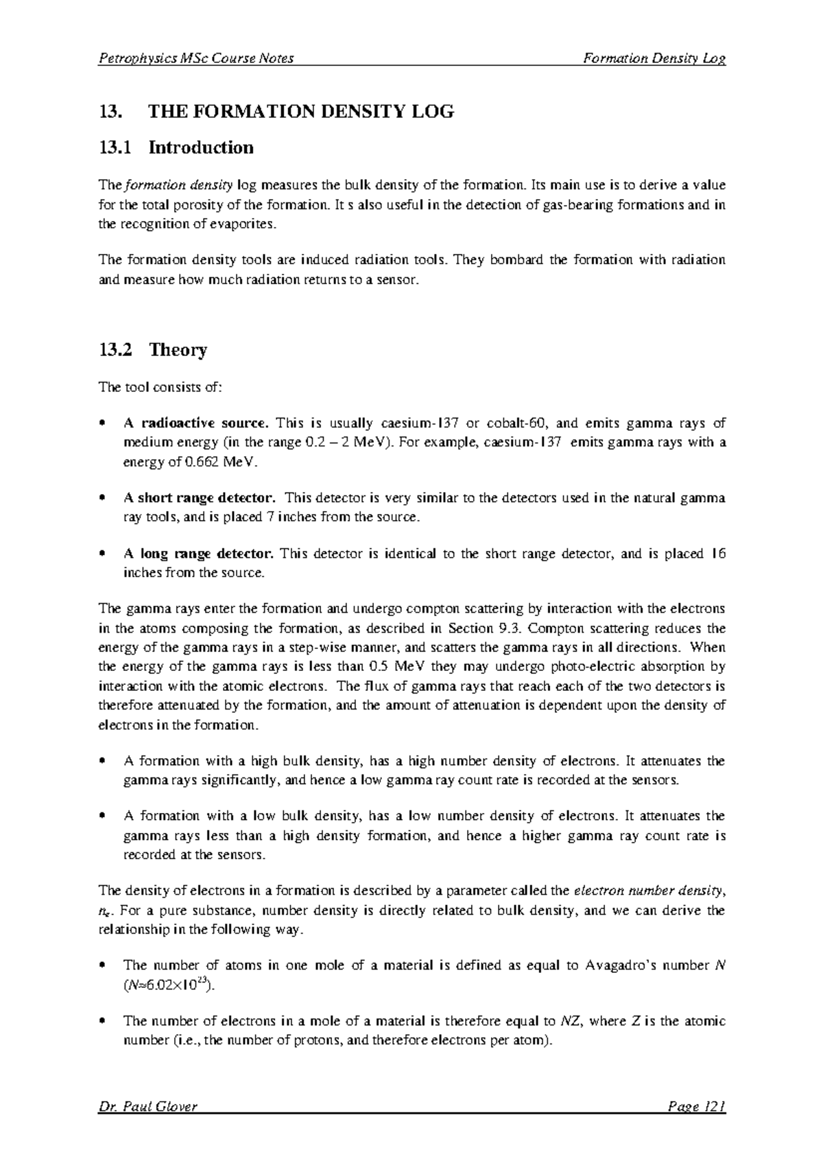 Density Logging II: Lecture Notes on Formation Density Tools - Studocu