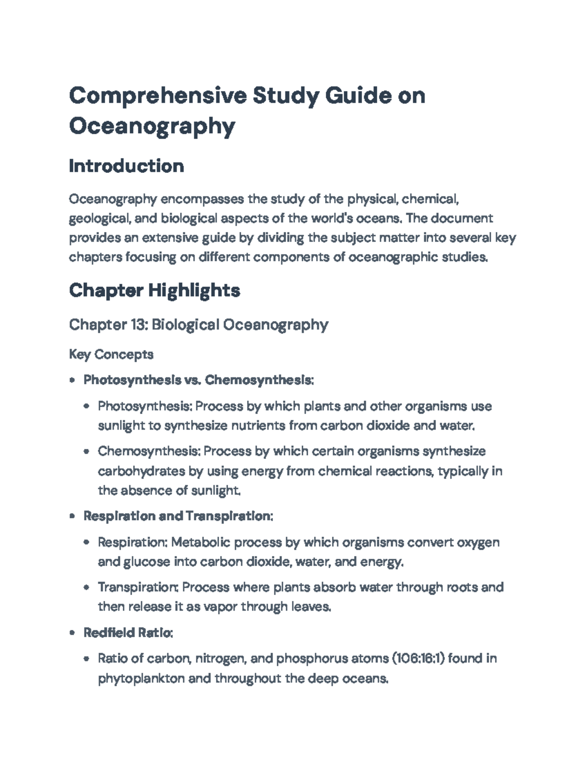 Comprehensive Oceanography Study Guide: Key Concepts and Adaptations ...