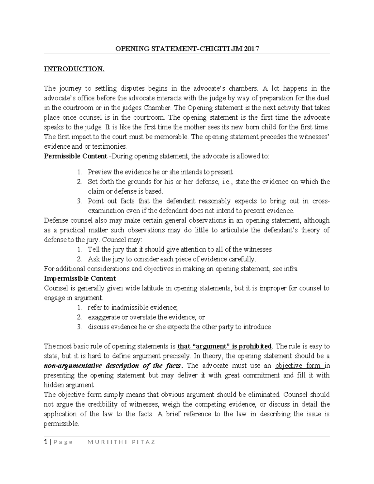 Lesson 5: Crafting Effective Opening Statements in JM 2017 - Studocu