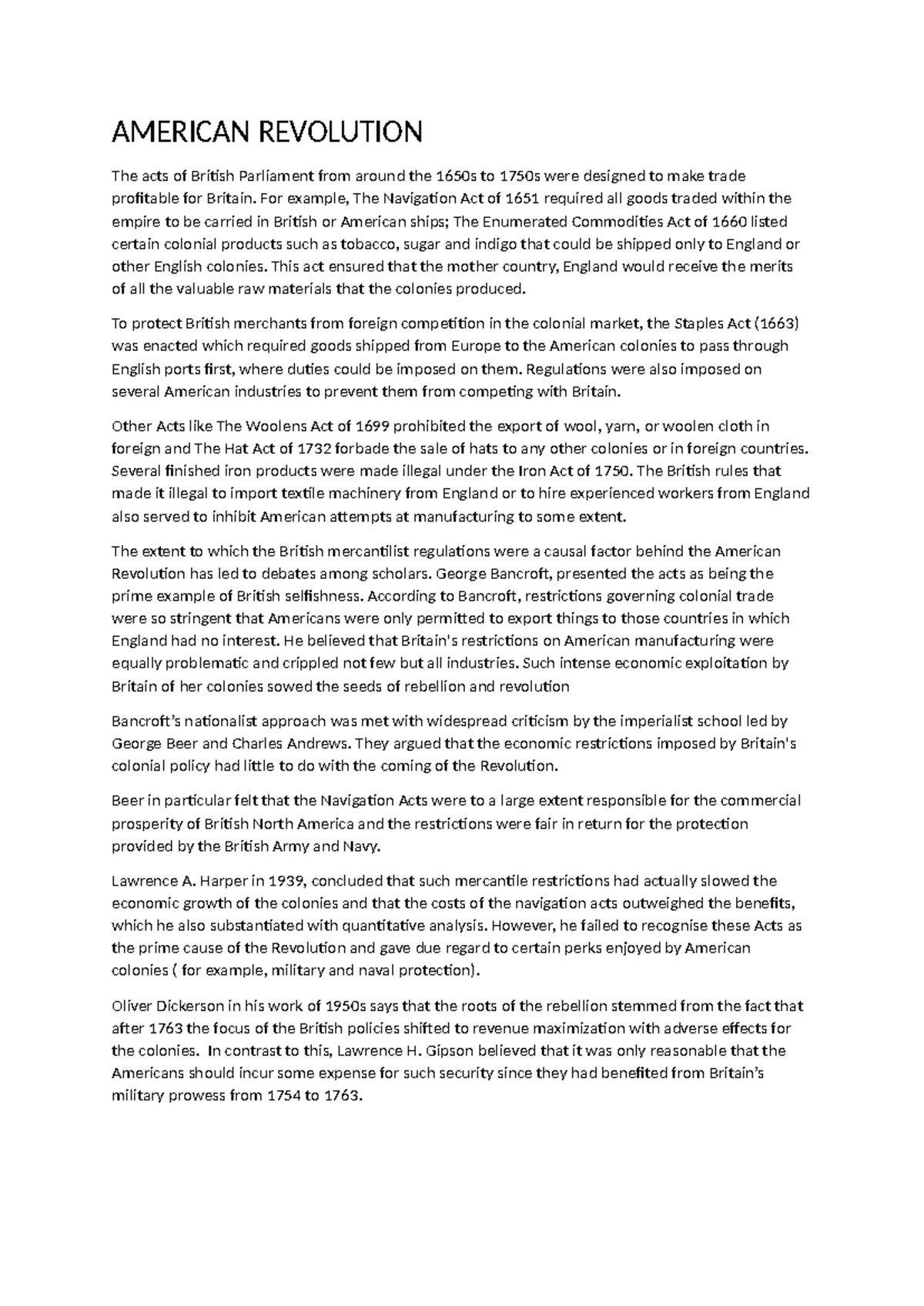 American Revolution: Class Notes on Mercantilism & Independence - Studocu