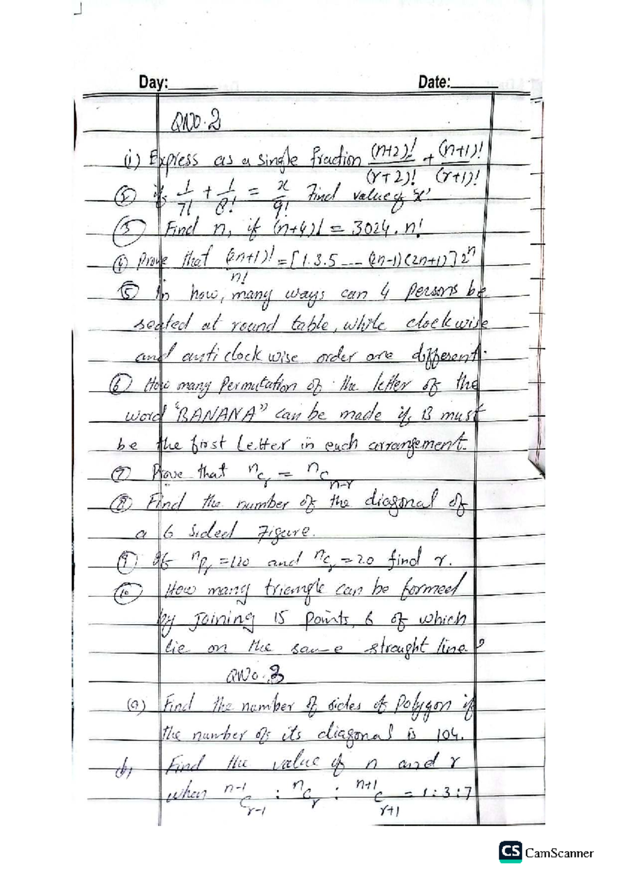 Math 101: Final Exam Review - Permutations, Combinations & Geometry ...