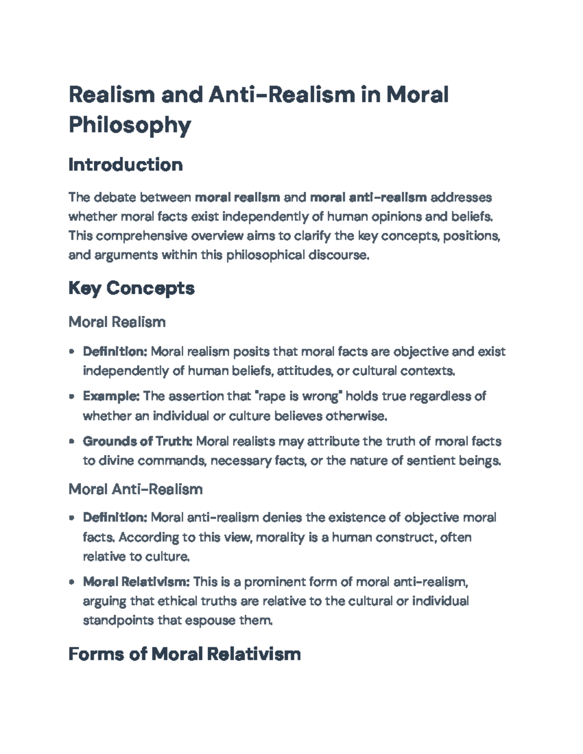 Moral Realism vs. Anti-Realism: Key Concepts and Debates (PHIL 101 ...