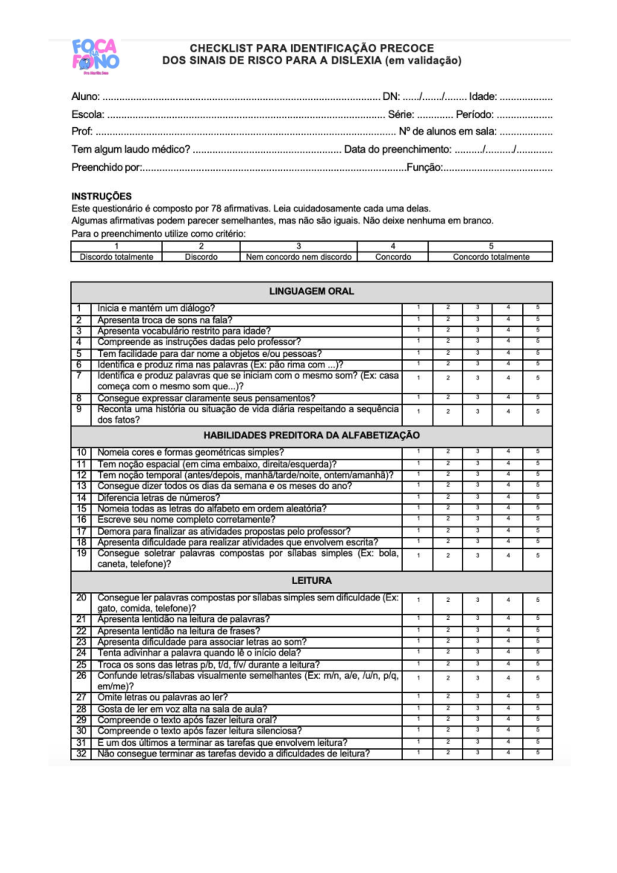 PDF- Checklist Dislexia - Neuro psico pedagogia - Studocu