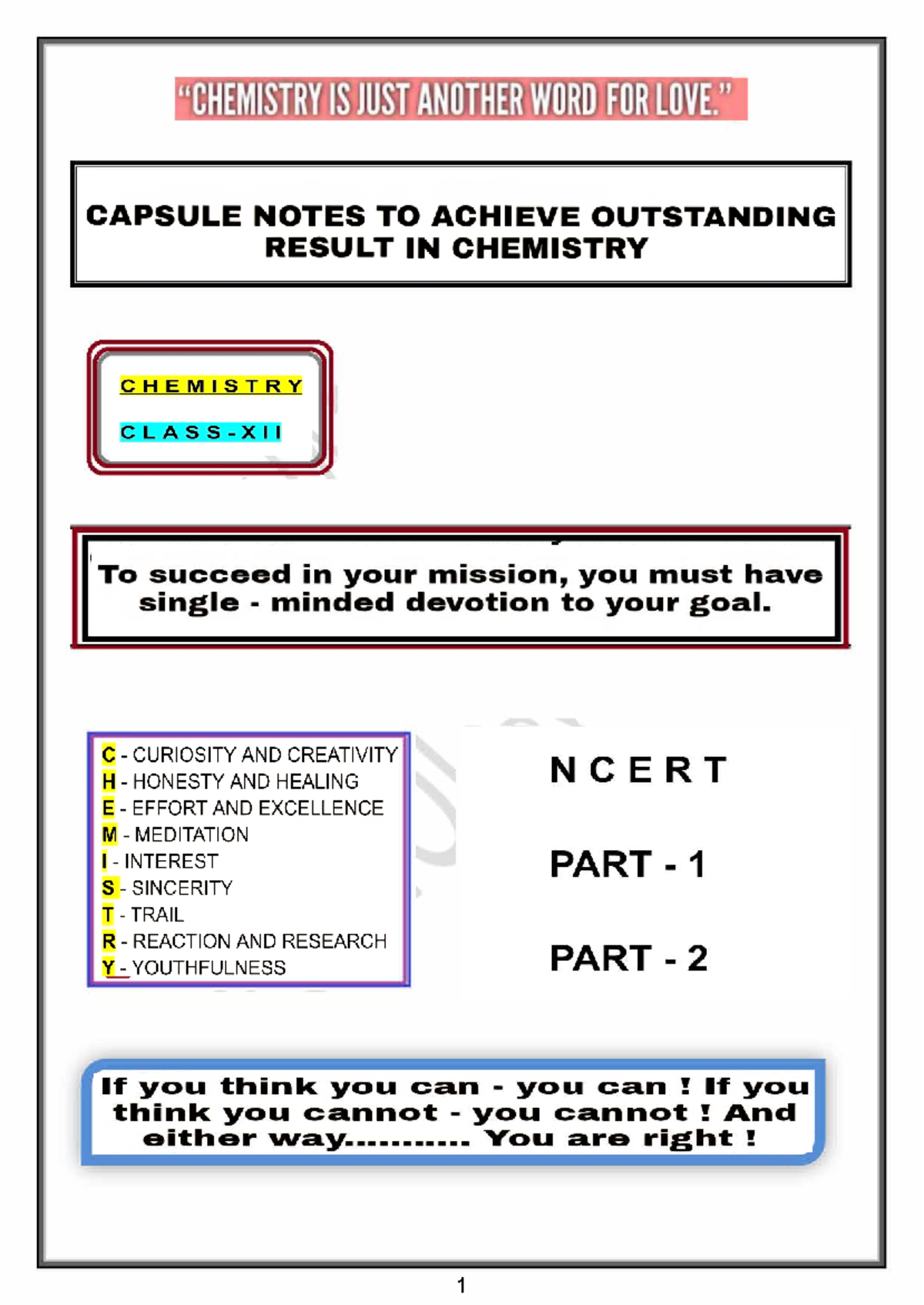 MLL Class XII - Chemistry Final Exam Capsule Notes for Success - Studocu