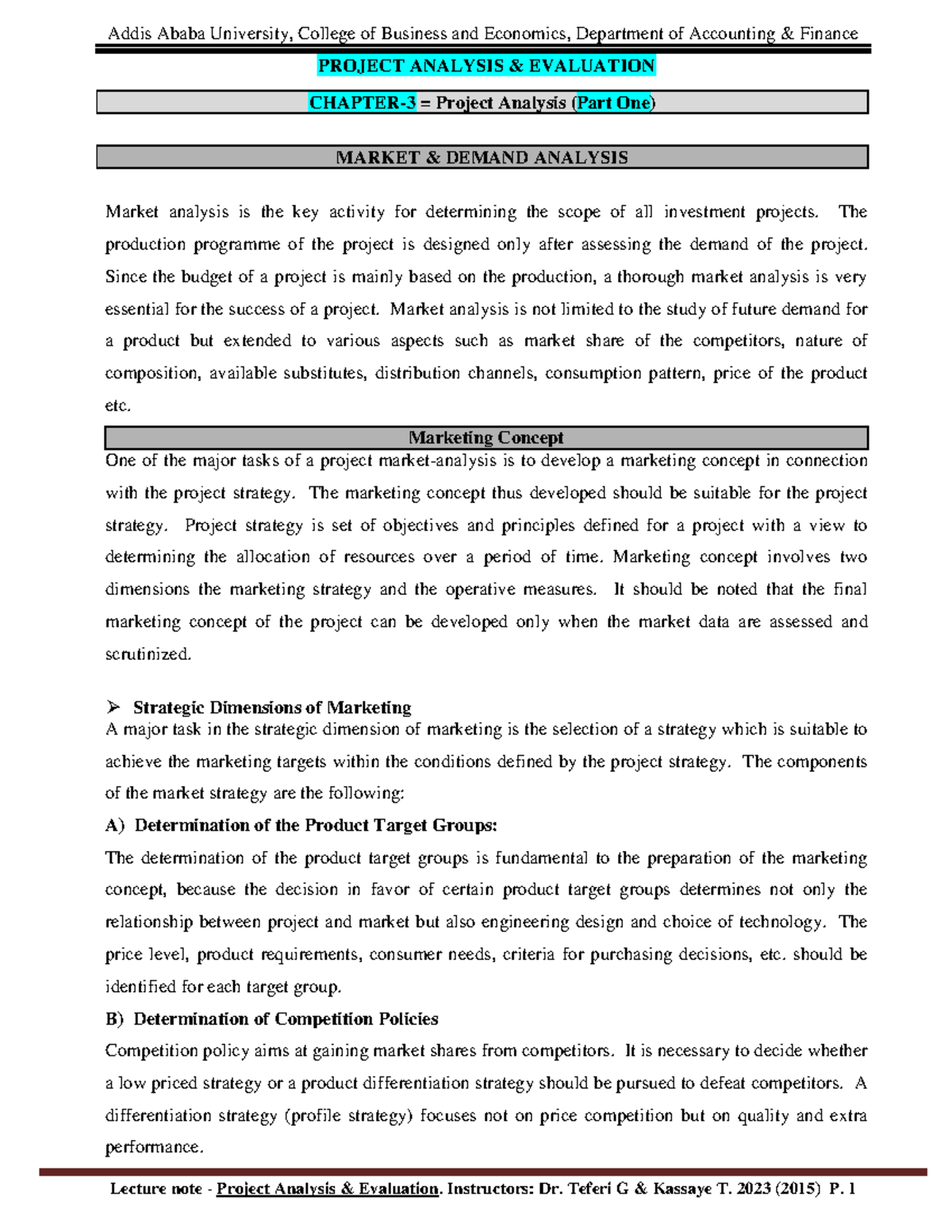 Ch. 3 - Project Analysis & Demand Forecasting Techniques - Studocu